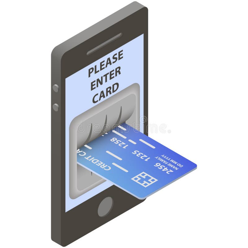 Credit Card in Input of ATM Stock Vector - Illustration of concept ...