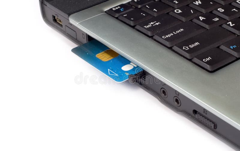 Credit Card Inserted in Laptop Stock Image - Image of design, keyboard ...