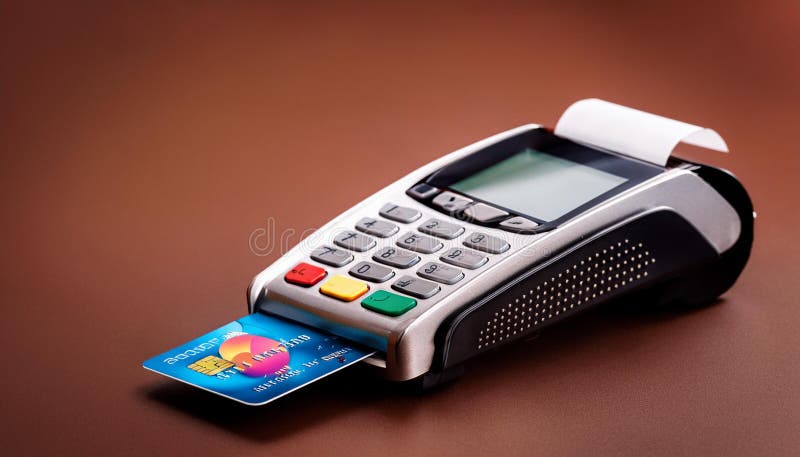 A Credit Card is Inserted into a Payment Terminal with a Receipt ...