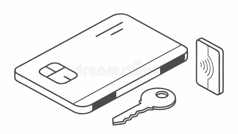 Credit Card and Key Security Outline Vector, Vector Design Generative ...
