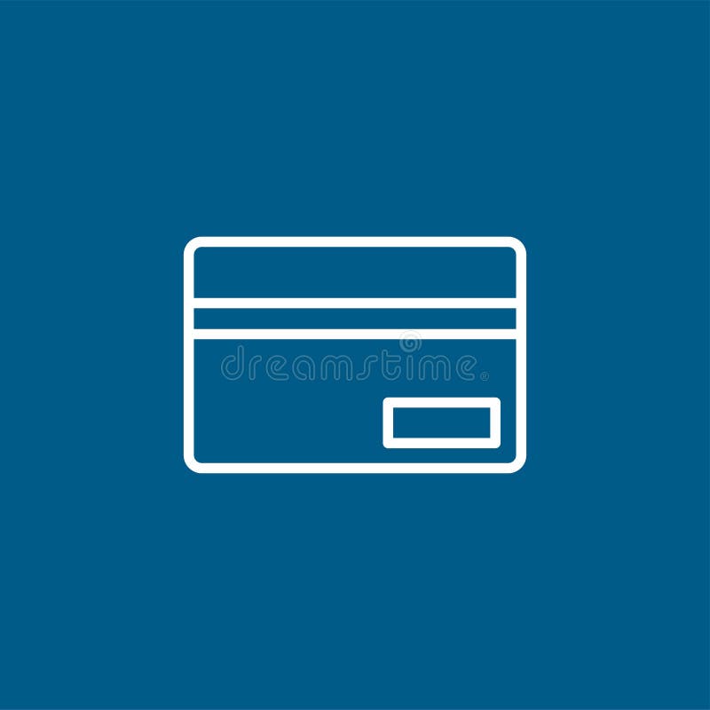 Credit Card Line Icon on Blue Background. Blue Flat Style Vector ...