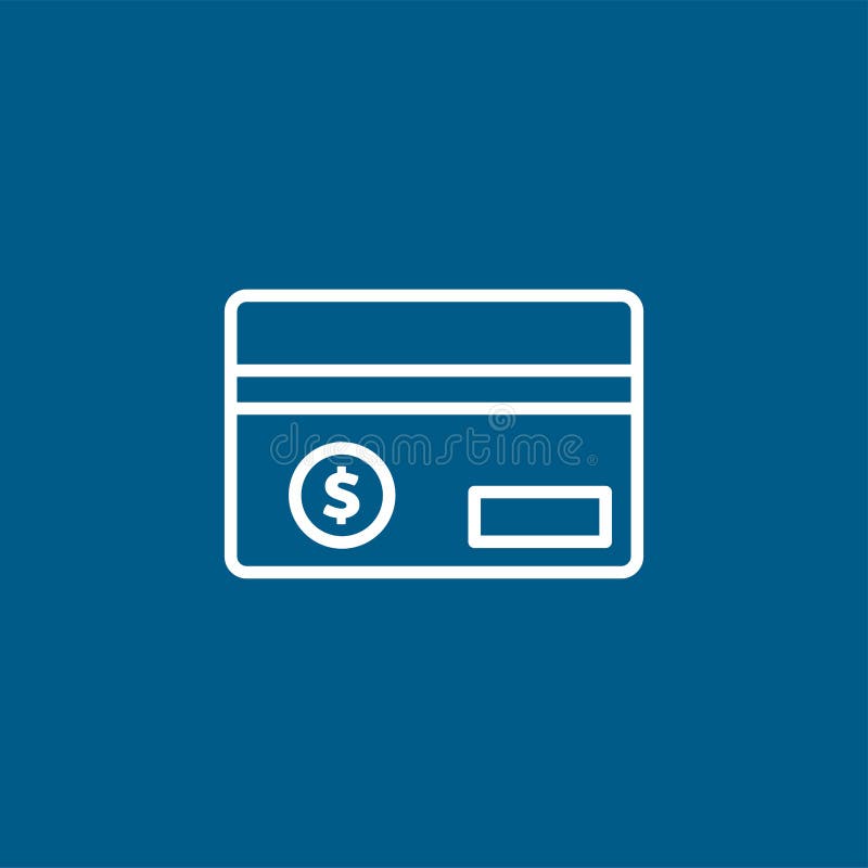 Credit Card Line Icon on Blue Background. Blue Flat Style Vector ...