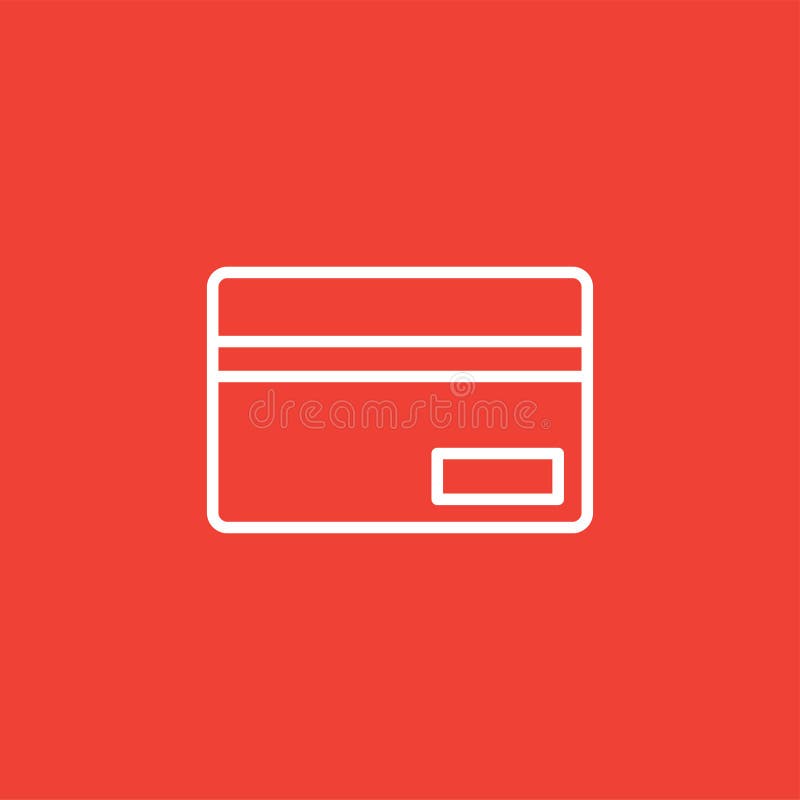Credit Card Line Icon on Red Background. Red Flat Style Vector ...