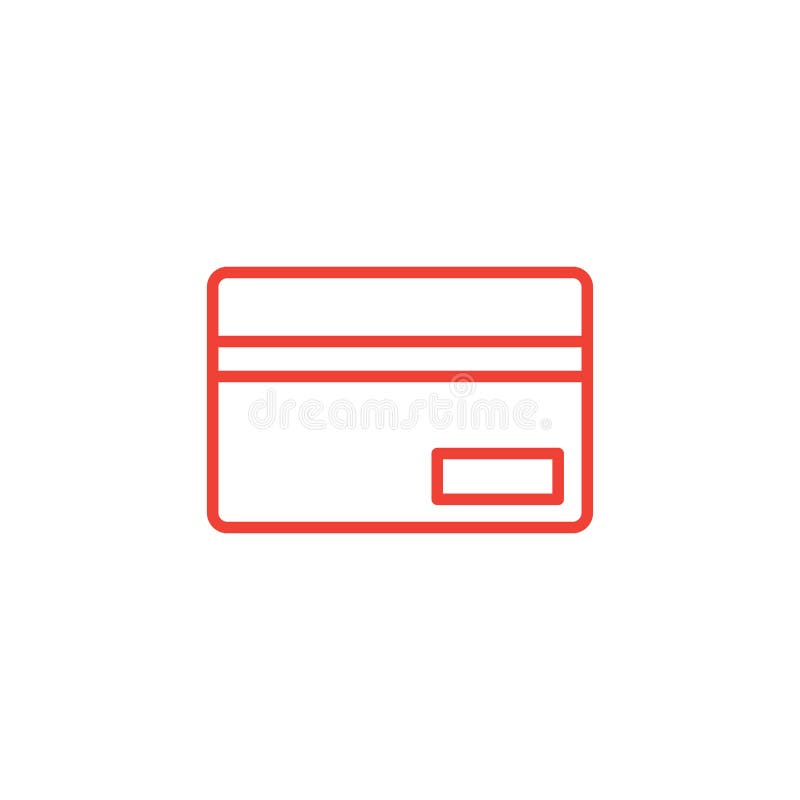 Credit Card Line Red Icon on White Background. Red Flat Style Vector ...