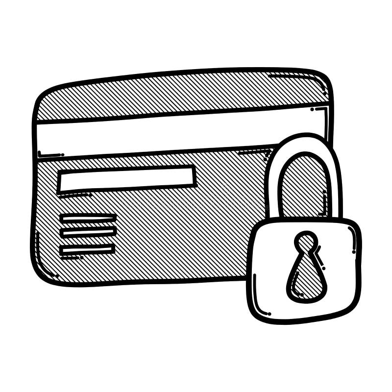 Money Lock Color Vector Icon. Drawing Sketch Illustration Hand Drawn ...