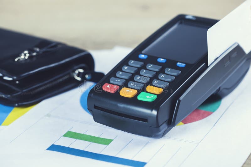 Credit Card Machine on Desk Stock Photo - Image of plastic, finance ...