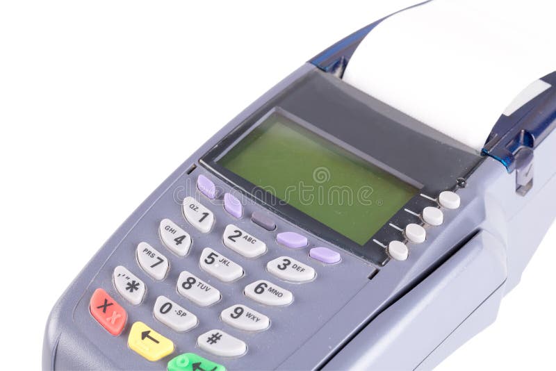 Credit Card Machine Isolated on White Stock Photo - Image of banking ...