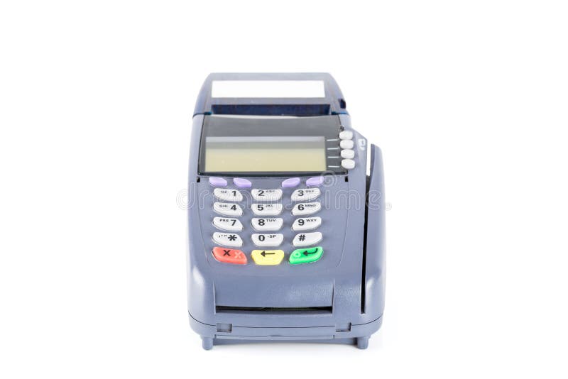 Credit Card Machine Isolated on White Background Stock Photo - Image of ...