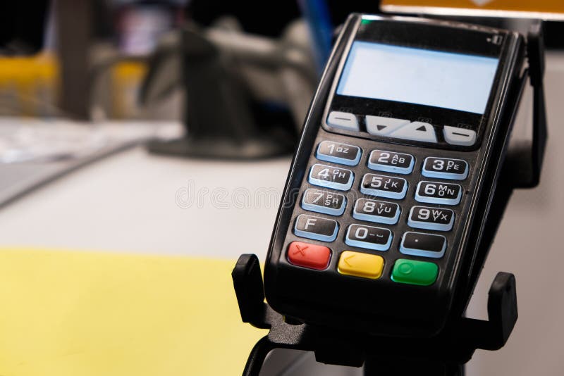 Credit Card Machine for Self Payment in Supermarket Stock Image - Image ...