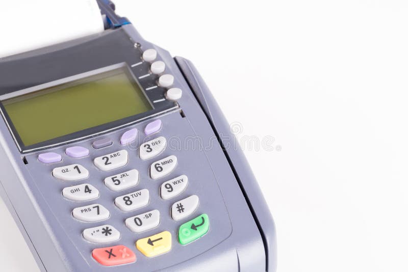 Credit Card Machine on White Stock Image - Image of keyboard, cashless ...