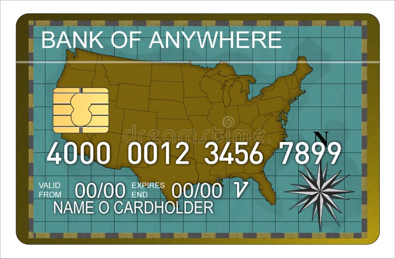 Credit Card With Map Of Usa Stock Illustration - Illustration of north ...