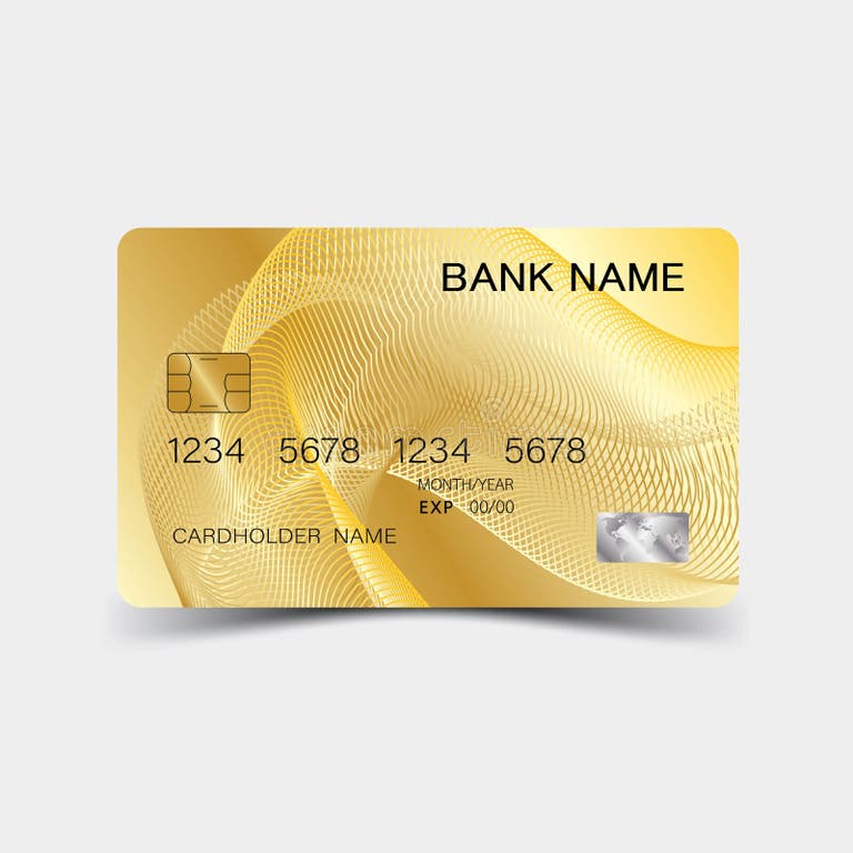 Golden Color Credit Card Template, Luxurious. Editable Vector Design ...