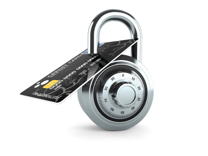Credit card with padlock stock illustration. Illustration of metallic ...