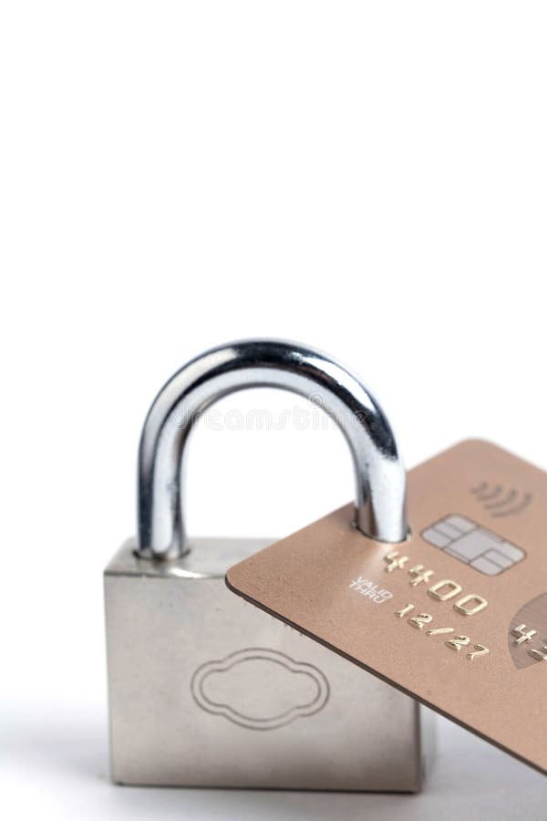 Credit Card and Padlock Isolated on White Background. Security Concept ...