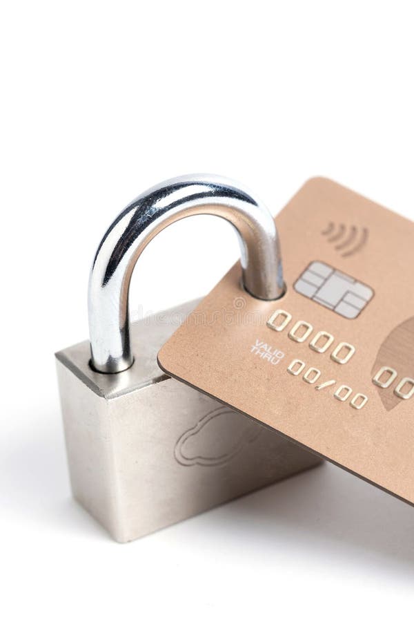 Credit Card and Padlock Isolated on White Background. Security Concept ...