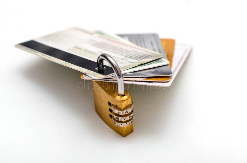 Credit Card with Padlock on White Background. Data Security Concept ...