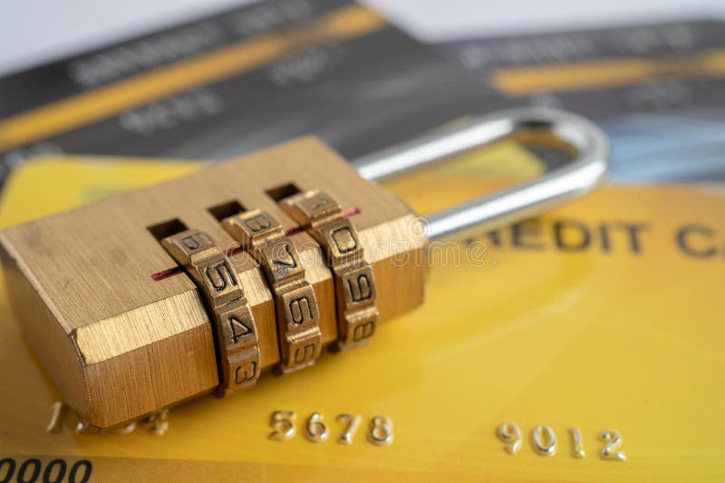 Credit Card with Password Key Lock, Finance Security Concept Stock ...