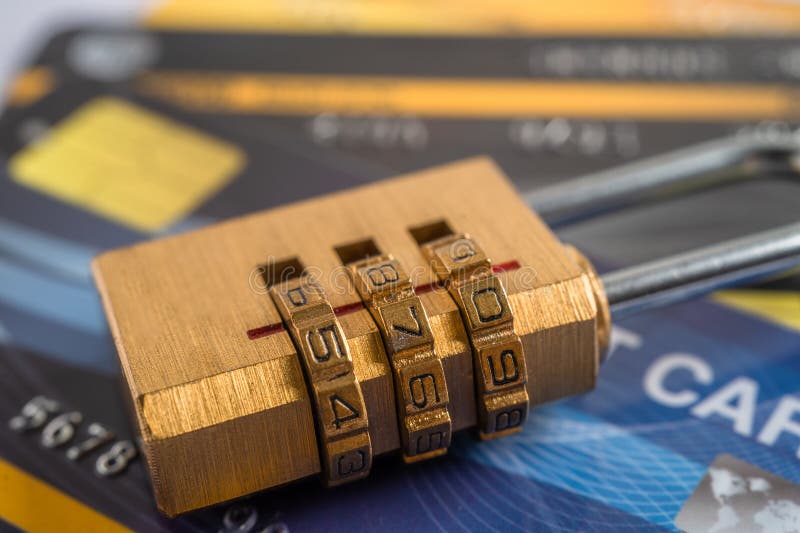 Credit Card with Password Key Lock, Finance Security Concept Stock ...