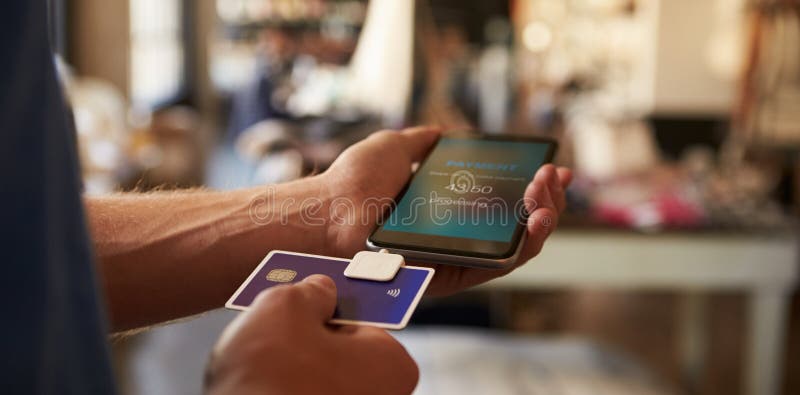 Credit Card Payment App Attached To Mobile Phone Stock Image - Image of ...