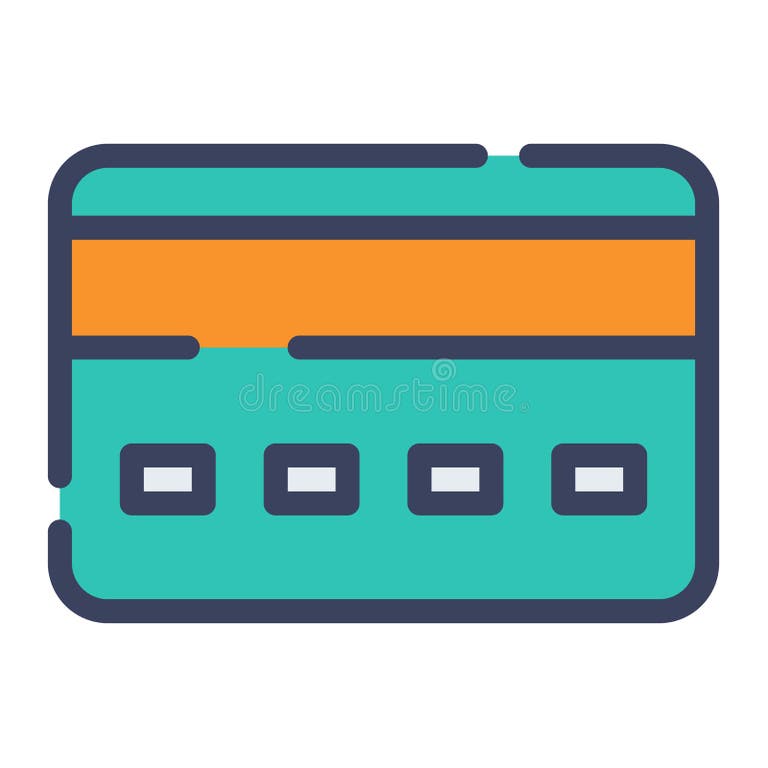 Credit Card Payment Pay Single Isolated Icon with Flat Dash or Dashed ...