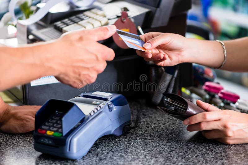Credit Card Payment at Terminal in Shop Stock Image - Image of transfer ...