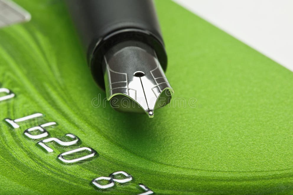 Credit card and pen stock image. Image of financial, currency - 12599549