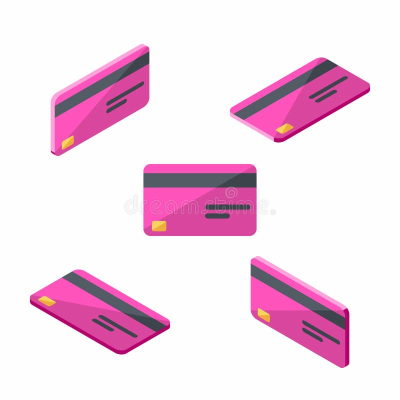 Pink Credit Card, Isometric, Finance, Business, Bank Card, Vector Stock ...