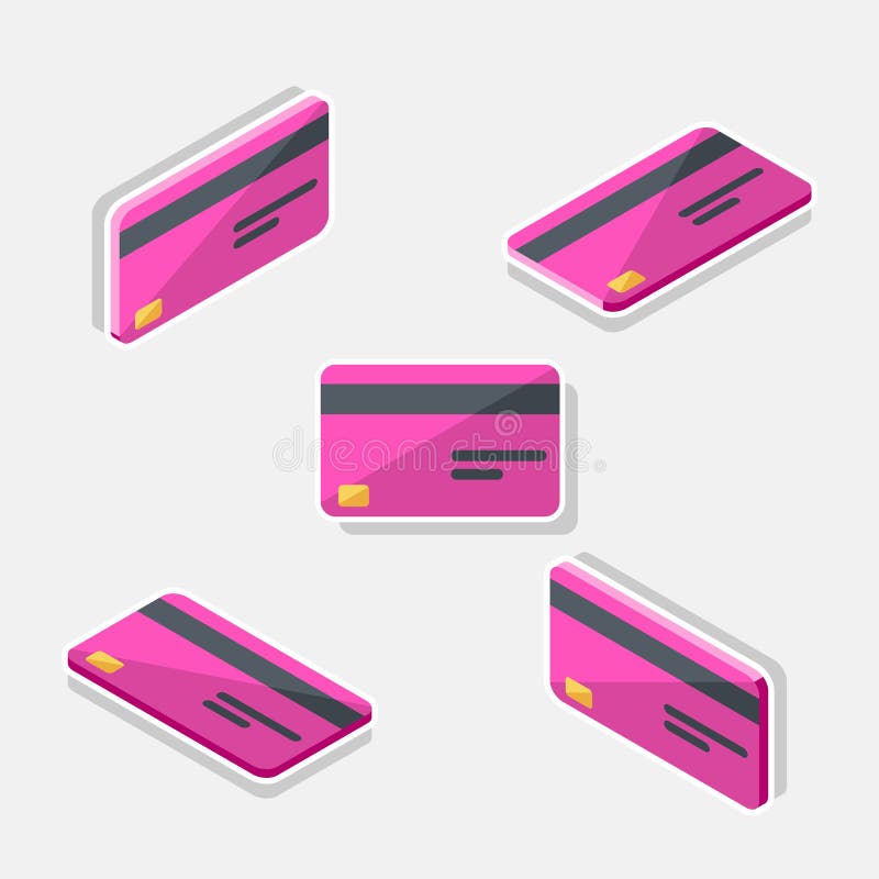 Pink Credit Card, Isometric, Finance, Business, Bank Card, Vector Stock ...