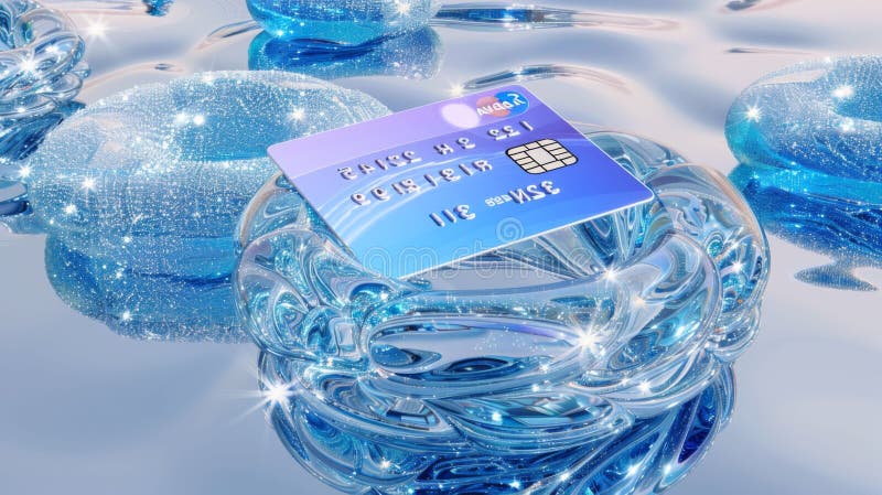 A Credit Card is Placed on Top of a Blue Sphere Stock Image - Image of ...