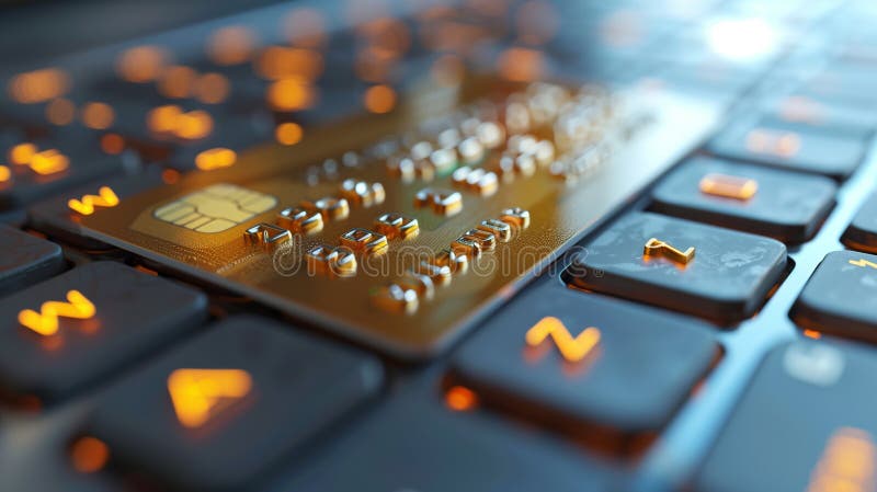 A Credit Card Placed on Top of a Computer Keyboard. Credit Card on ...