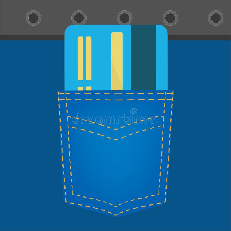 Credit Card in Pocket Vector Illustration Stock Vector - Illustration ...