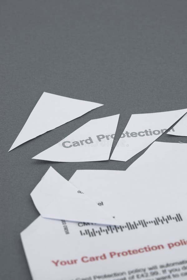 Credit Card Protection Policy Cut into Pieces Stock Photo - Image of ...