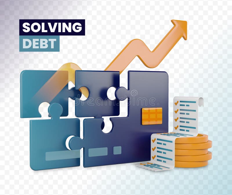 3d Rendering of Credit Card with Debt Solving Illustration. Puzzle on ...