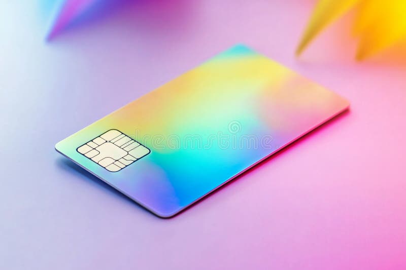 A Credit Card with a Rainbow Design on it Stock Illustration ...