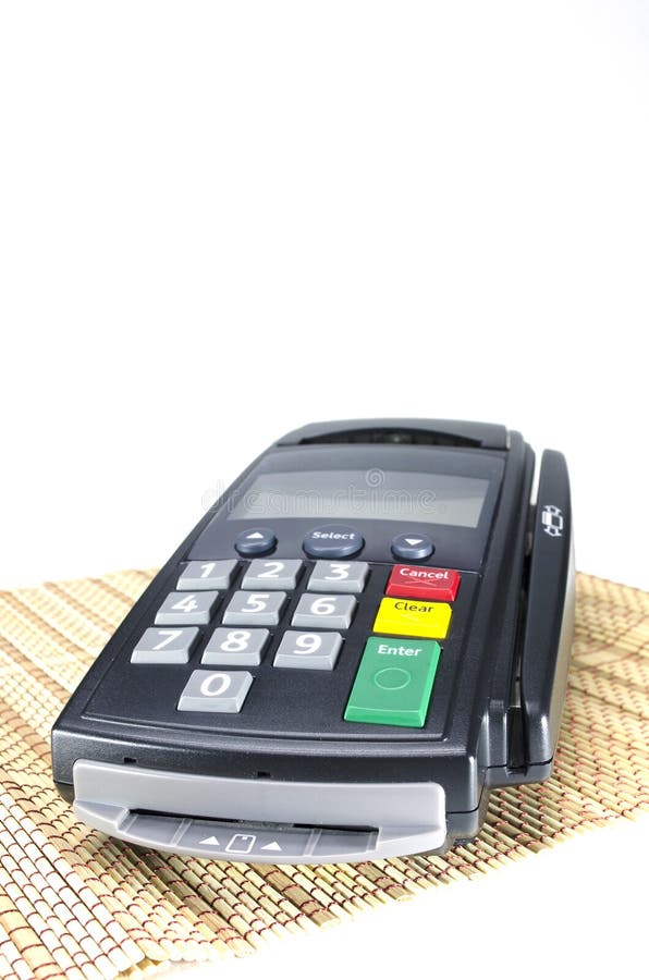 Credit Debit Card Reader Machine on Isolated White Background Stock ...