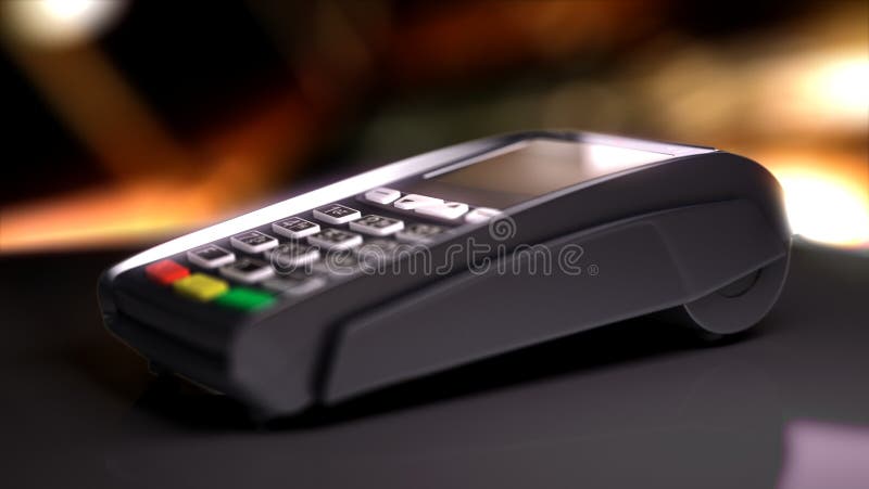 Credit Card Reader with Card Passed. 3d Illustration Stock Photo ...