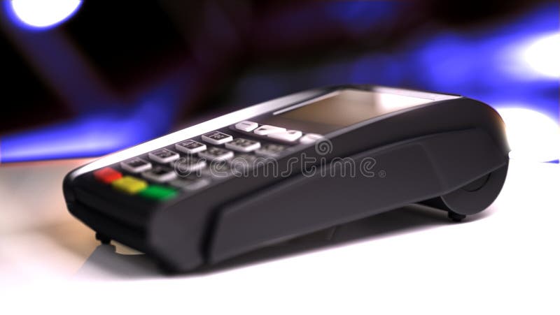 Credit Card Reader with Card Passed. 3d Illustration Stock Image ...