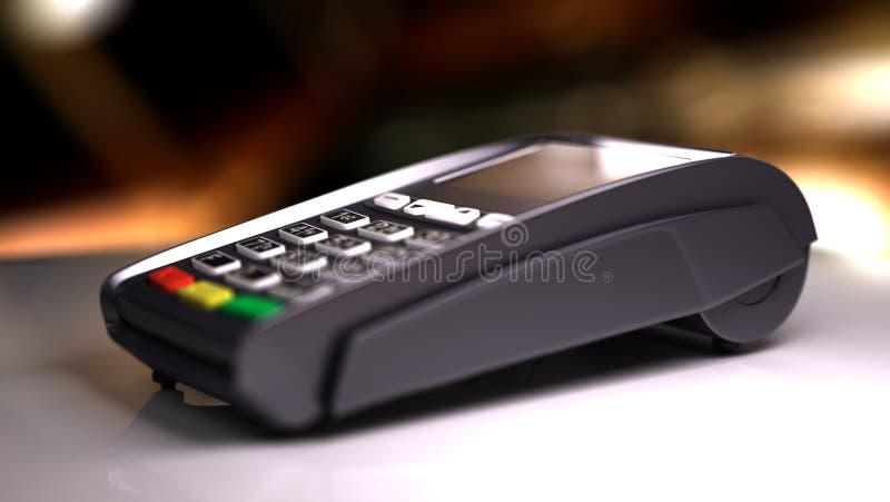 Credit Card Reader with Card Passed. 3d Illustration Stock Photo ...