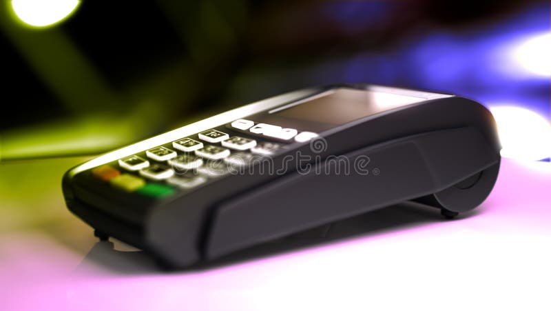 Credit Card Reader with Card Passed. 3d Illustration Stock Photo ...
