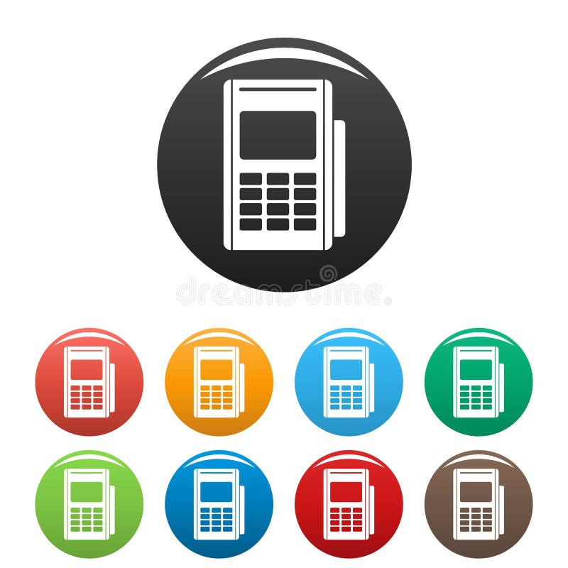 Credit Card Reader Icons Set Color Stock Vector - Illustration of ...