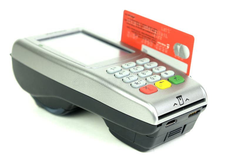 Plastic Card Reader on a Reception Table Stock Photo - Image of device ...