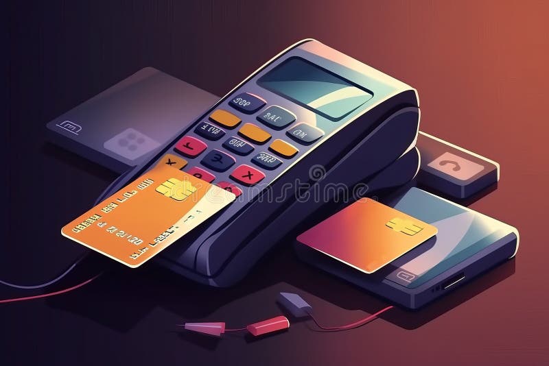 Credit Card Reader and Online Shopping Concept Illustration Stock ...