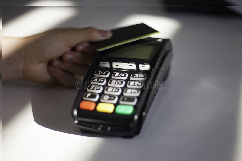 Credit Card Reader. Safe Payment without the Touch of Money Stock Photo ...