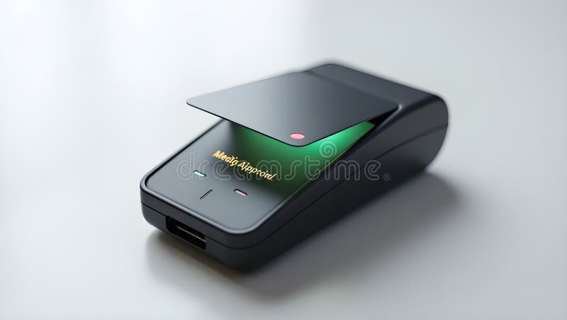 A Credit Card Reader with a Transaction Approval Message on the Screen ...