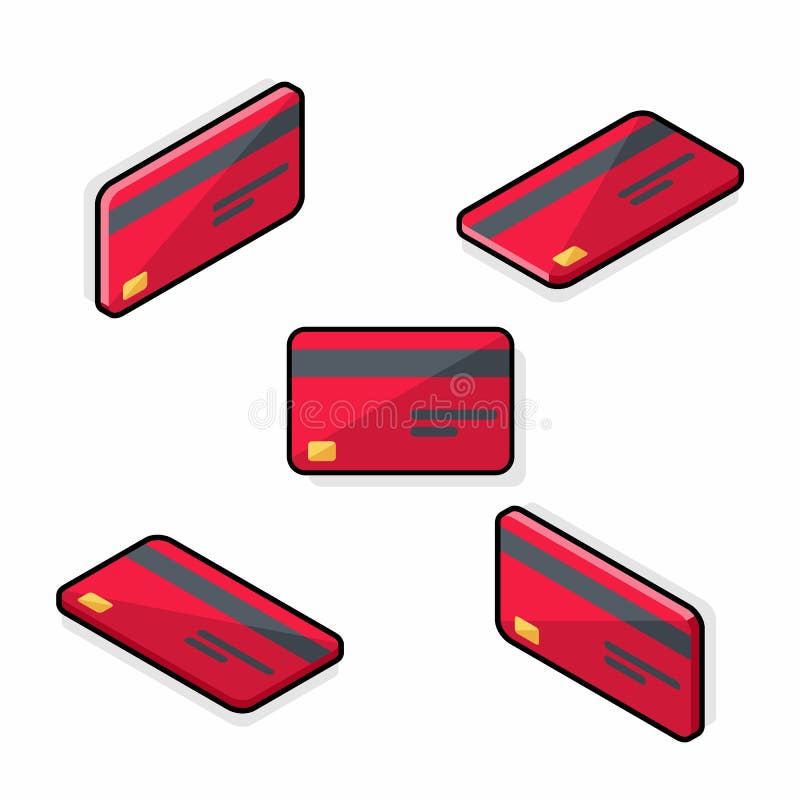 Credit Card, Isometric, Flat Icon Stock Vector - Illustration of money ...