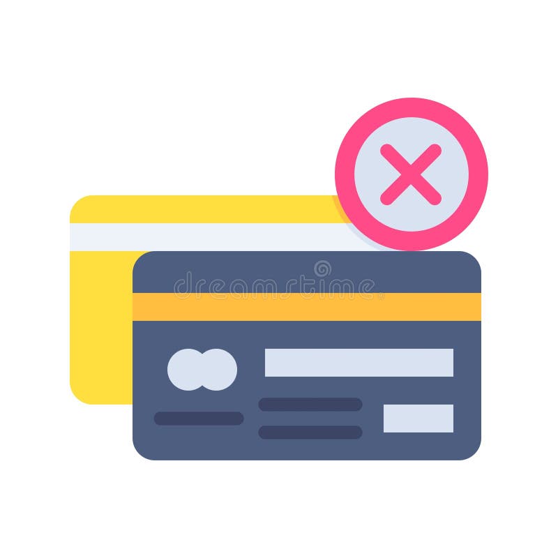 Credit Card Rejected Icon Image. Stock Vector - Illustration of line ...