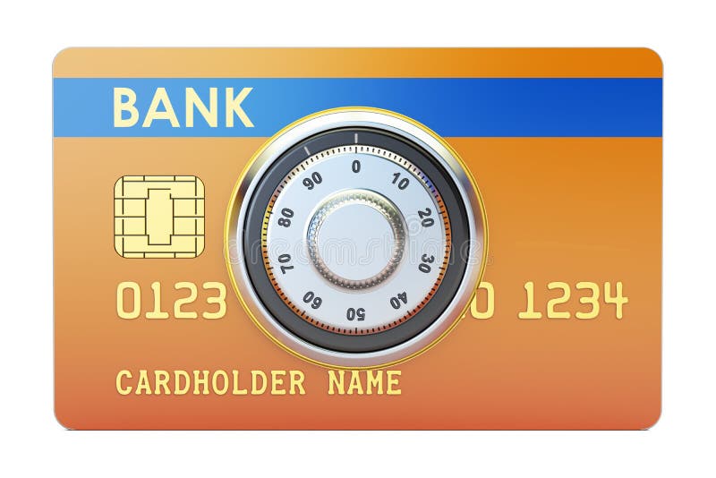Credit Card With Safe Combination Dial Lock. Security And Safety Stock ...