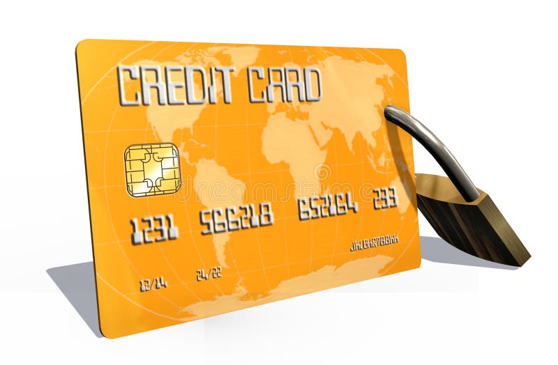 Credit Card with Security Lock Stock Illustration - Illustration of ...