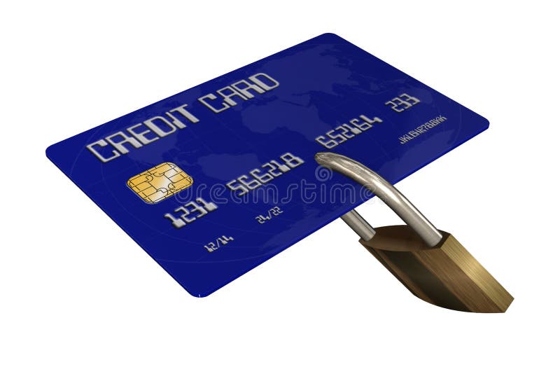 Credit Card with Security Lock Stock Illustration - Illustration of ...