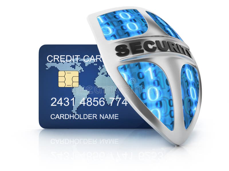 Credit Card and Security Shield Stock Illustration - Illustration of ...